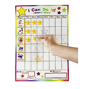Kenson Kids Spanish/English "I Can Do It" Reward & Responsibility Chart, Good Behavior, Chore, Dry Erase Daily Routine Star Chart for kids ages 3 and up.