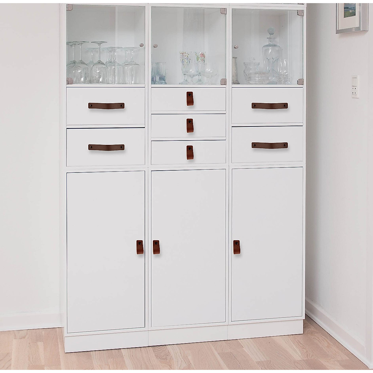 Brute Strength - Leather Drawer Pulls - Cognac - 6 pcs - 6-1/2 x 1 ’’ - Leather Handle - Leather Dresser Pulls - Cabinet knobs Dresser knobs - Dresser Handles