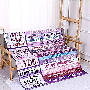 YunTu to My Daughter Blanket from Dad Mom, Warm Letter Throw Blanket for Daughter, Birthday Gifts for Daughter from Mom Dad, Valentine's Gifts for Daughter (Pink Letter, 50 x 60inches(130x150cm))