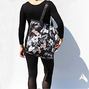 ESVAN Waterproof Tote Bag,Original Floral Leaf Lightweight Fashion Shoulder Bag Lunch Bag for Shopping Yoga Gym Hiking Swimming Travel Beach ([X] Floral Leaf)