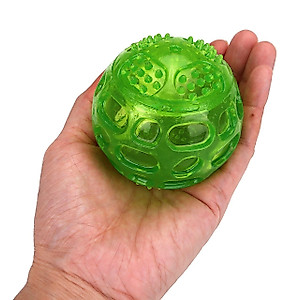 JULYFOX Pet Balls for Dog Squeaky Fetch Ball Toys Durable Chew Toy with Squeaker Bulk for Dog Small/Medium 2 Pack Blue+Green