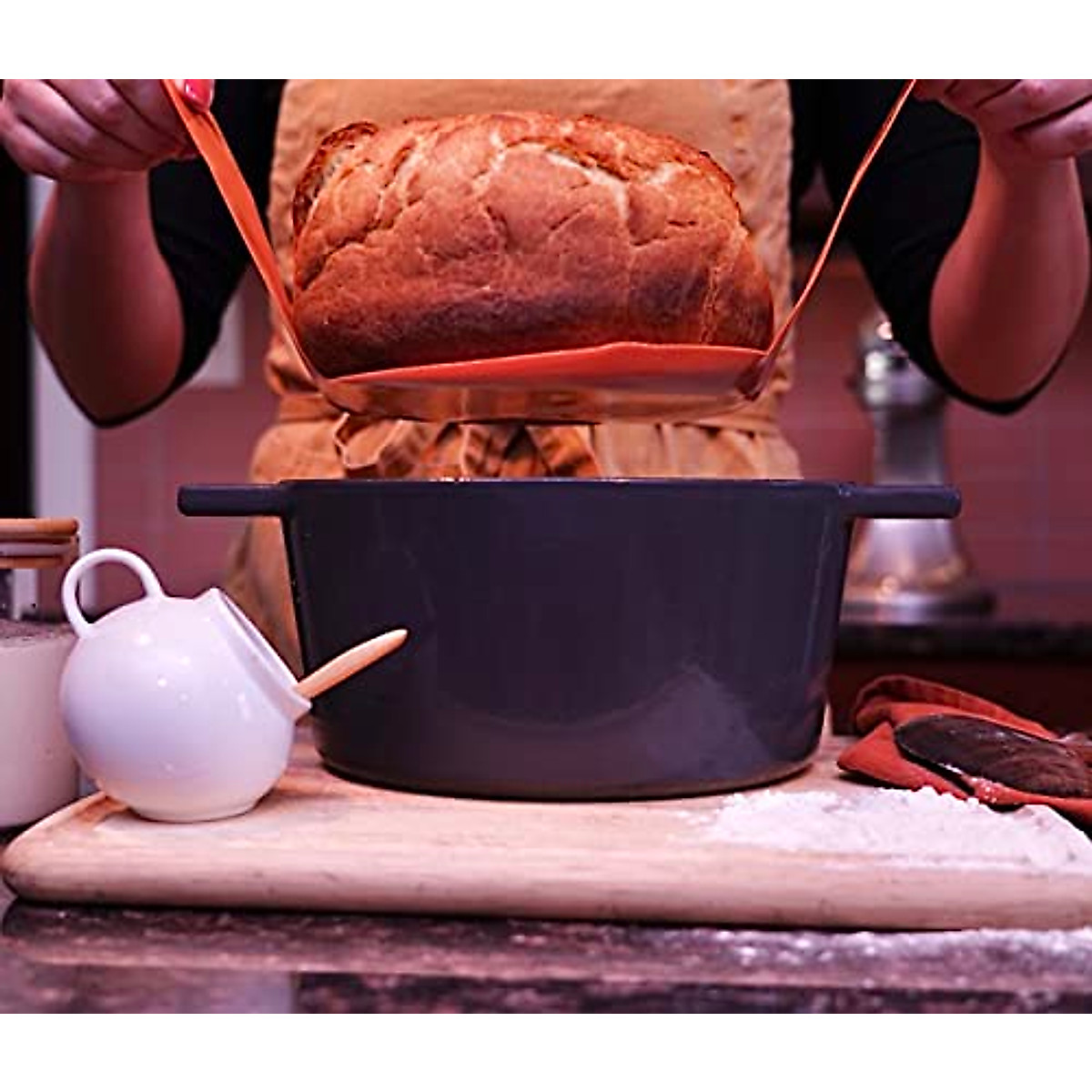 CROÛTE Baking Silicone Dutch Oven Bread Sling 19.5CM (Burnt Orange)