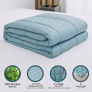 Dornroscn Bamboo Cooling Weighted Blanket 100% Natural Bamboo Viscose | 15lbs-48’’x72’’-Twin size for Adults and Kids | Cooling Heavy Blanket with Premium Glass Bead for Hot & Cold Sleepers, Sea Grass