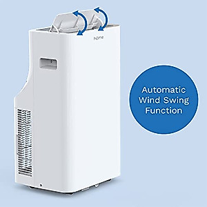 hOmelabs 7,200 BTU Portable Air Conditioner - Quiet AC Unit Cools Rooms up to 450 Square Feet - with Wheels, Washable Filter, Remote Control and LED Indicator Lights