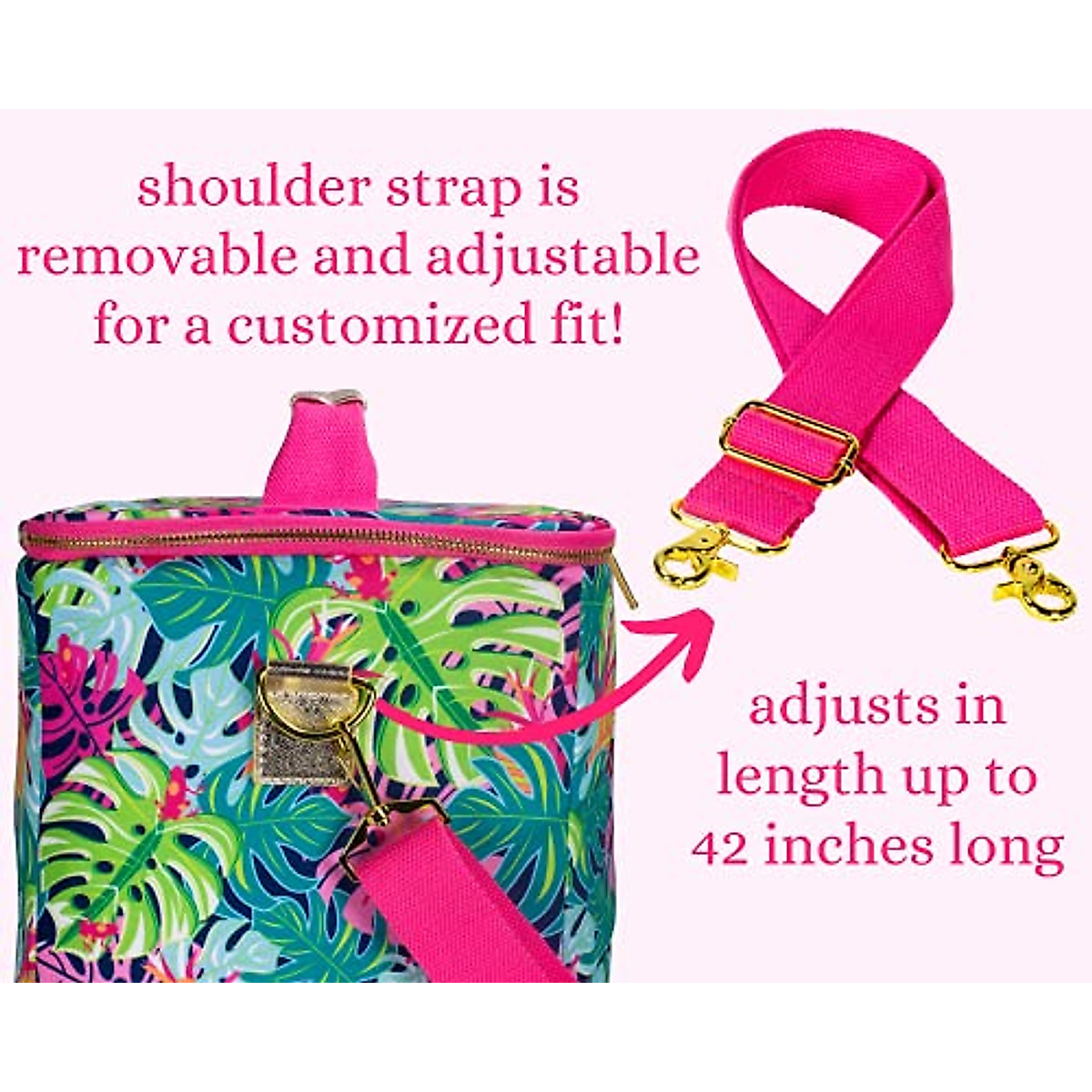 Steel Mill & Co 4 Bottle Wine/Champagne Cooler Tote, Insulated Cooler Bag, Soft Cooler with Secure Zip Close, Collapsible Cooler for Beach or Grocery, Tropical Leaf