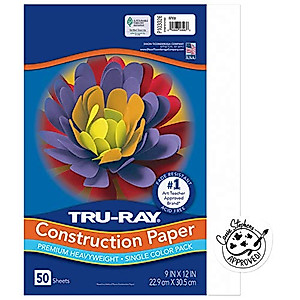 Pacon Tru-Ray Heavyweight Construction Paper, White, 9" x 12", 50 Sheets