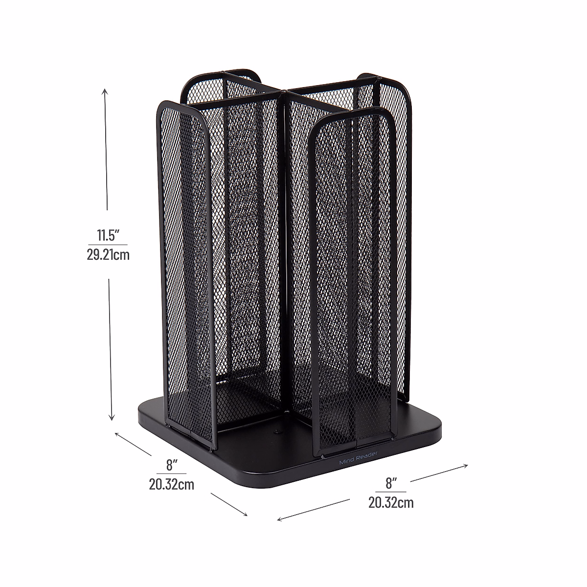 Mind Reader Carousel 4 Compartment Cup and Lid Organizer, Black Mesh