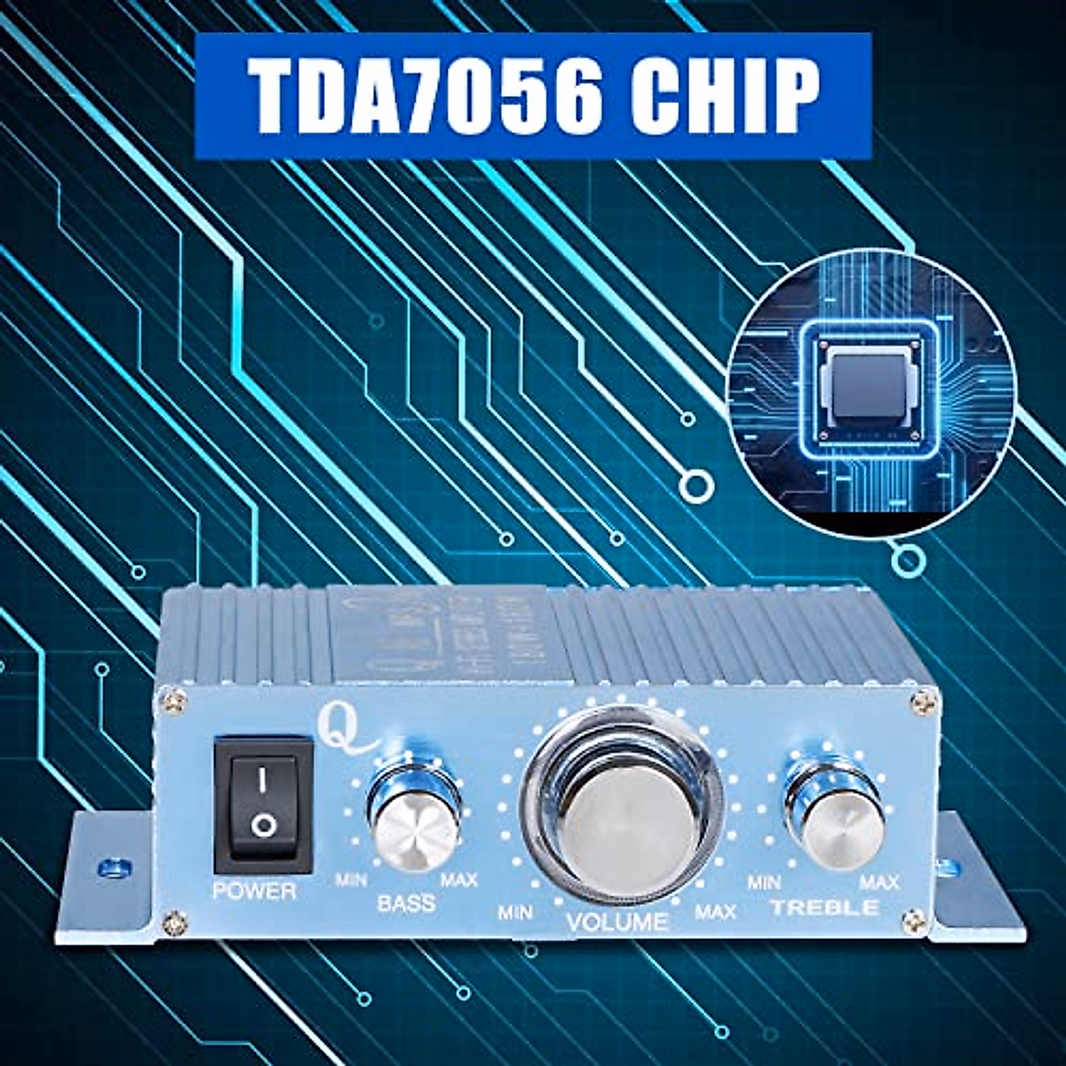 AICARS Mini Audio Amplifier Car Audio 2 Channel Amplifier Hi-Fi Mini Stereo Receiver Amp with DC 12V-15V 40W for Cars Motorcycles Computer Speakers