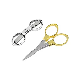 XINYIDAO 2 Pcs Small folding scissors small portable travel sewing scissors stainless steel telescopic scissors Fish line scissors Alloy scissors