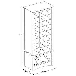 Prepac 24 pair Shoe Storage Rack with bottom shelf, Black