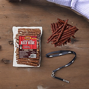 Cadet Rawhide Chews, 1.98 lb - 100 Pack - Munchy Beef Hide Dog Chews Bundle with Pet Training Stainless Steel clicker Whistle, 5 Inch Long-Lasting Rawhide Sticks, Rawhide Rolls for Dental [Pack of 3]