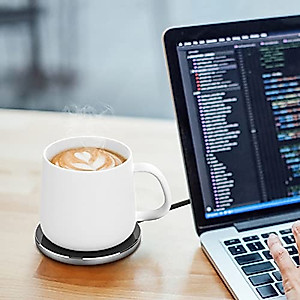 APEKX Auto On/Off Gravity-Induction Coffee Mug with Intelligent Temperature Control 113°F/45°C Cup Warmer Self-Heating with Wireless Charging Function Gifts for Home Office (Mug Included) White