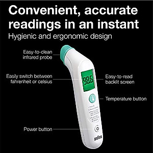 Braun TempleSwipe Thermometer - Digital Thermometer with Color Coded Temperature Guidance - Thermometer for Adults, Babies, Toddlers and Kids