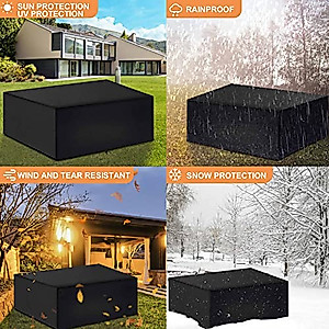 Kaucytue Patio Furniture Covers, 98.5" L×78.7" W×31.5" H Outdoor Furniture Cover Waterproof Rectangular, Heavy Duty 420D Outdoor Table and Chair Set Covers, Black