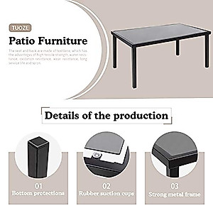 Tuoze 4 Pieces Outdoor Patio Furniture Set Conversation Set with Glass Coffee Table Bistro Set with Loveseat Garden Yard Lawn and Balcony (Brown)