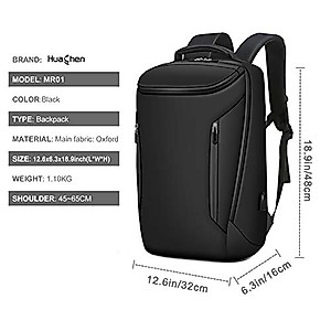 HuaChen Anti-Theft Travel Backpack,Water-Resistant 15.6 Inch Laptop Bag (MR01_Black)
