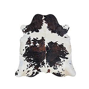 Genuine Tricolor Cowhide Rug Cow Skin Leather Area Rug XL 6 x 7 - 8 ft.
