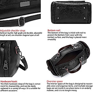 KKP Women's Purse Leather Handbags Women Travel Satchel Bag Adjustable Strap Boston Bag-Black