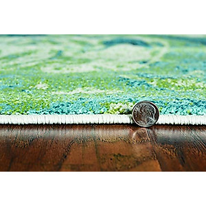 Kas Rugs Watercolors Mid-Century Abstract Area Rug - Teal 6'7" x 9'6"