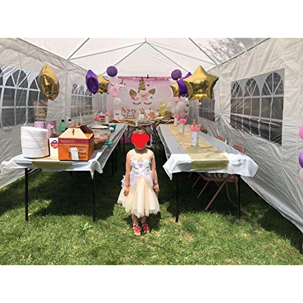 Peaktop Outdoor 10'x20' Heavy Duty Canopy Gazebo Outdoor Party Wedding Tent Pavilion with 4 Removable Side Walls