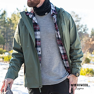 MERIWOOL Mens Base Layer - 100% Merino Wool Midweight Long Sleeve Thermal Shirt Charcoal Gray