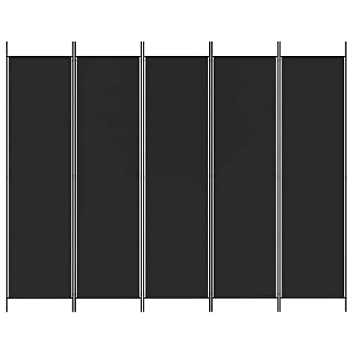 YAFF 5-Panel Folding Partition Privacy Screens, Portable Fabric Room Divider with Iron Frame, Freestanding Privacy Partial for Bedroom Home Office, 98.4" x 78.7"-Black