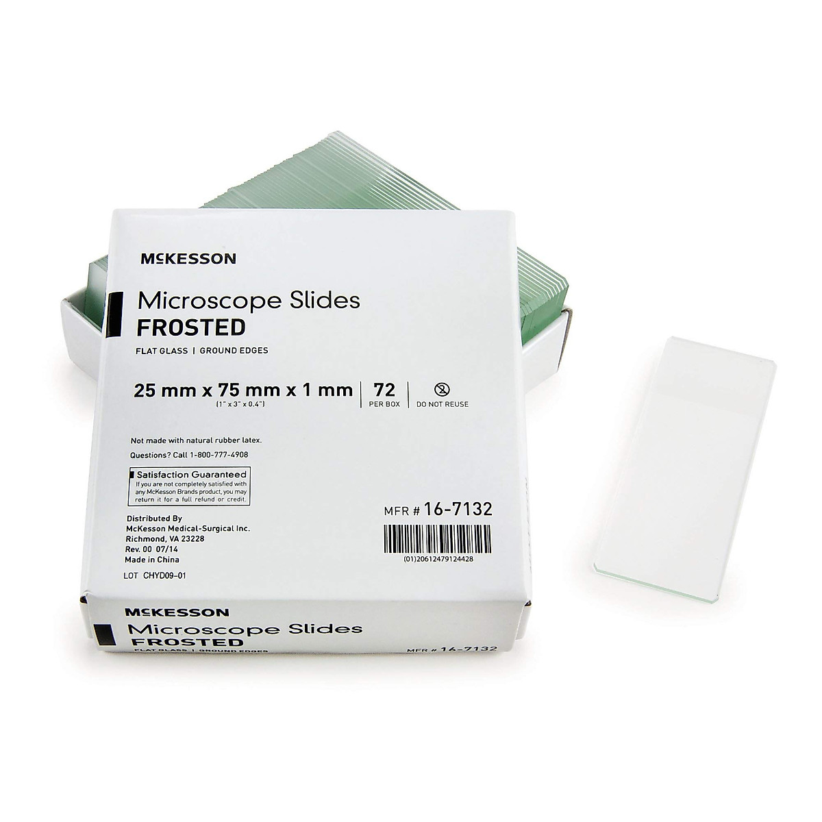 McKesson 16-7132 Microscope Slide 1 x 3" x 1 mm Frosted End (Pack of 72)