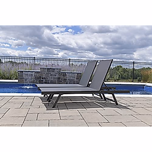 Vivere URBL2-BC Black Urban Sun Lounger 2 Pack Full Recline (330 lb Capacity), Double