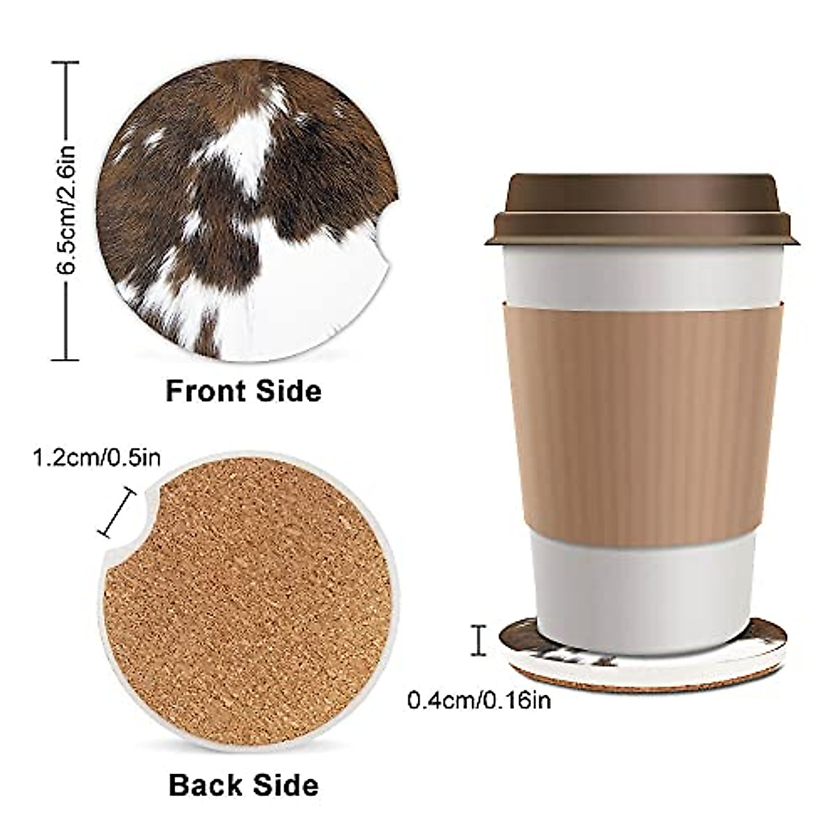 Christmas Cowhide Cup Holders Car Coasters Set for Women Girl,Cute Design Keep Cup Holders Clean and Dry,Drink Cup Car Holder Coasters with A Finger Notch 2.56" Pack of 2