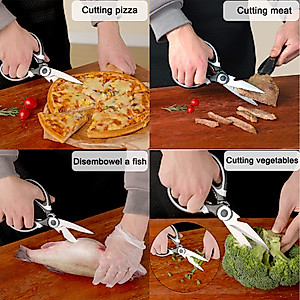 OMDAR Kitchen Scissors 3 Pack - Lifetime Replacement Warranty - Heavy Duty Stainless Steel Cooking Shears for Cutting Meat, Food, Fish, Poultry Multipurpose Sharp Sissors for Dishwasher Safe