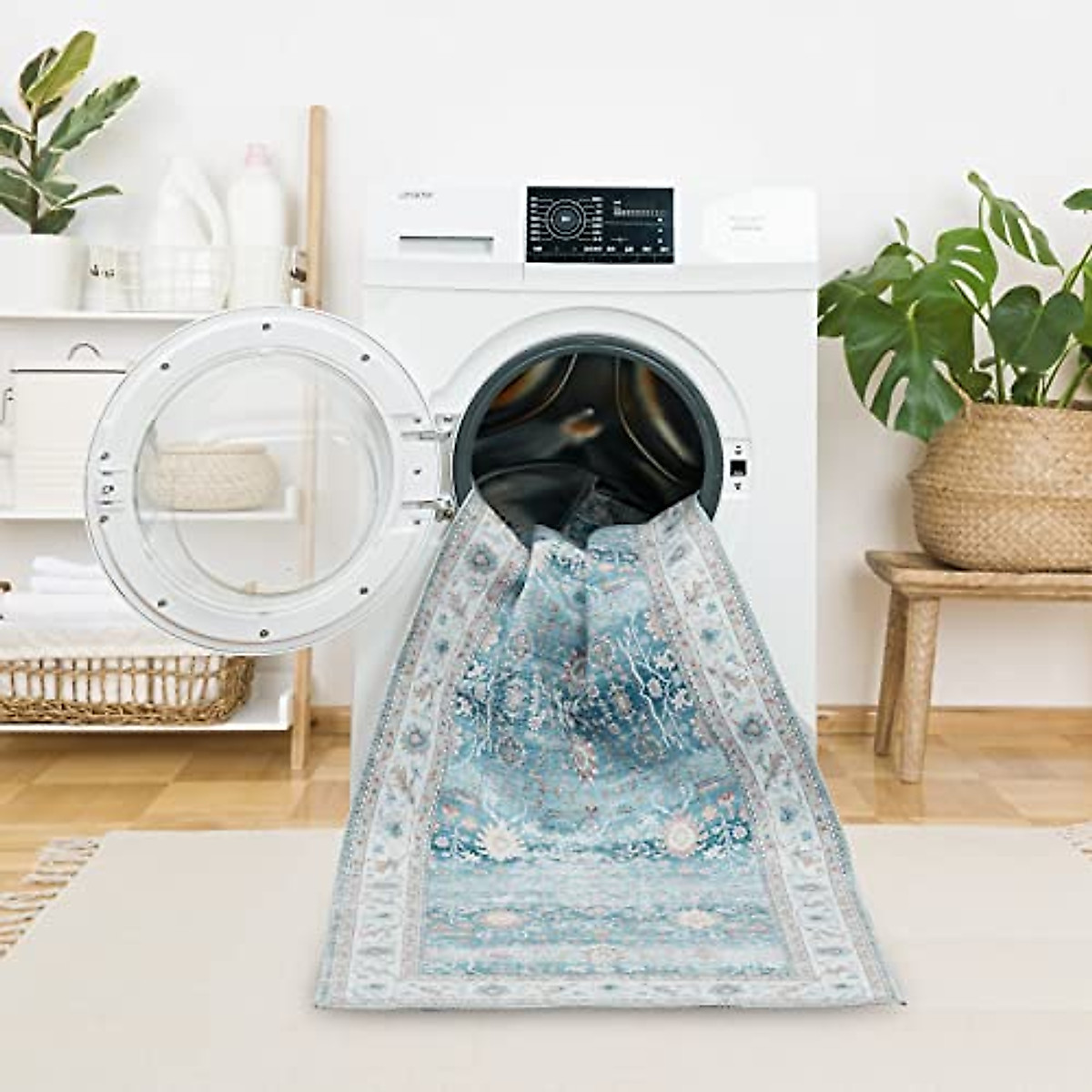 RUGSREAL Area Rug for Living Room 8x10 Persian Distressed Carpet Rug Lightweight Non Slip Foldable Rug Machine Washable Indoor Floor Cover Chenille Rug, 8' x 10'