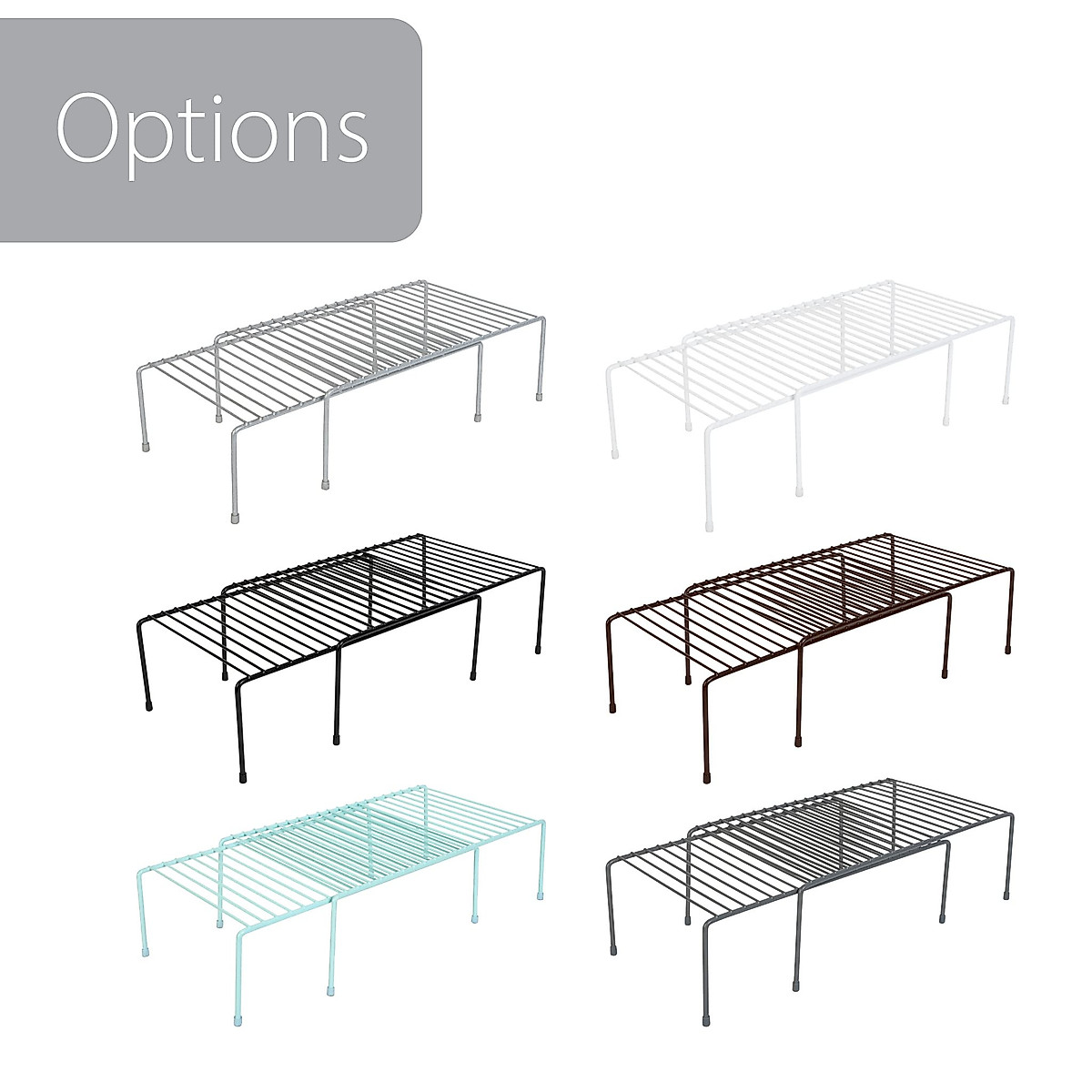 Smart Design Kitchen Storage Expandable Shelf Rack w/ Scratch Resistant Feet - Steel - Rust Resistant Finish - for Cups, Dishes, Cabinet & Pantry Organization - Kitchen (16 x 32.5) [White]