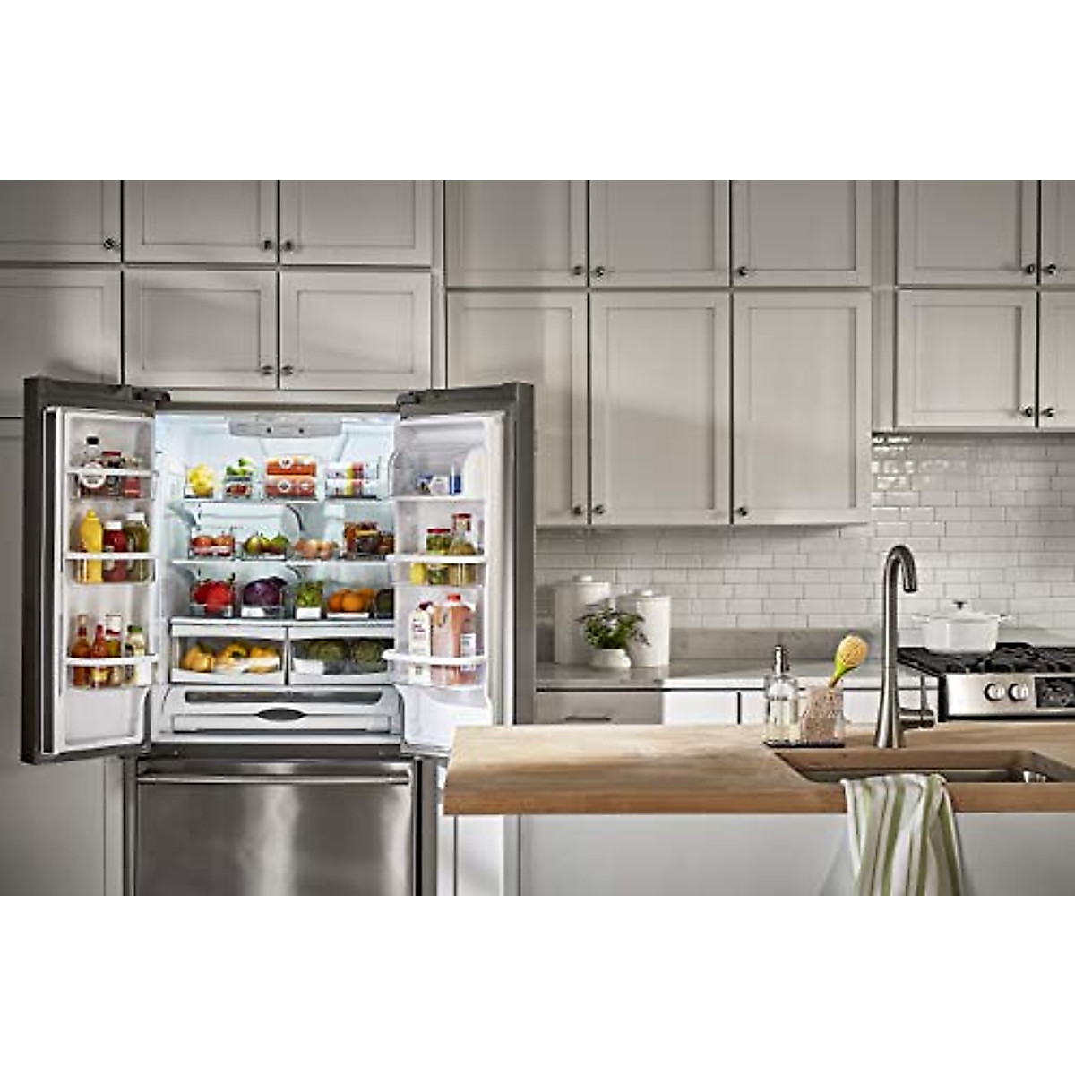 Spectrum Diversified Hexa in-Fridge Small Refrigerator Bin for Storage and Organization of Fruit Vegetables Produce and More, 8.5 x 6 x 2.25, Clear/Dark Gray