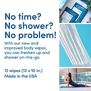 YUNI Beauty Large Body Wipes, Peppermint Citrus, 12 Count, Compostable, Biodegradable, No Rinse Body Cleanser, On-the-Go Shower Alternative