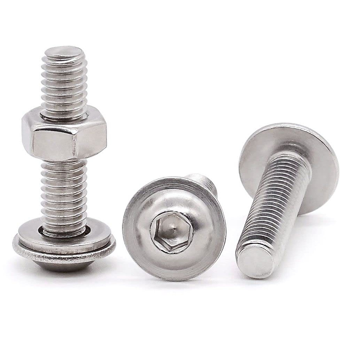 Glvaner (30 Sets) M5-0.8 x 20mm Flanged Washer Button Head Socket Cap Screws & Hex Nuts & Flat Washers, 18/8 Stainless Steel 304, Fully Threaded, Machine Coarse Thread, No Coating, Plain Finish