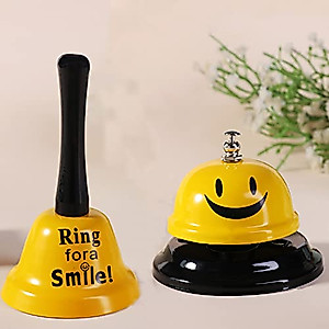 Party Decor&crafts 3PCS Office Desk Call Bells Cute Smiley Service Bell Party Game Ring Bell for Hotel, Classroom, School, Kitchen, Restaurants (2 Short+Tall Bell, 3)