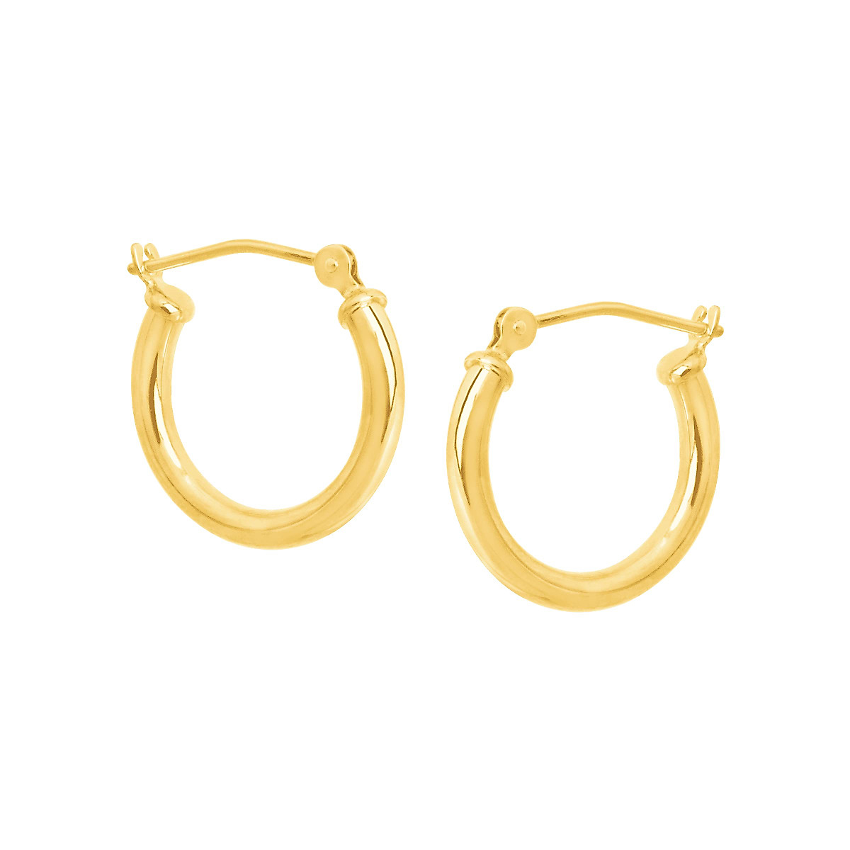 Welry Round Tube Hoop Earrings for Women, Simply Gold Collection, 14K Yellow Gold, Jewelry Gift Idea, 15mm