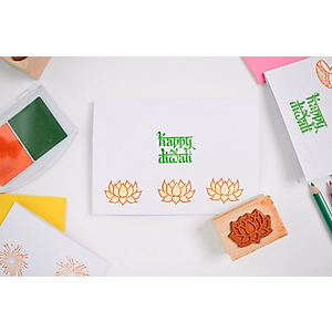 Diwali Wooden Stamp Set – Ideal Gift for Diwali, Arts & Crafts Enthusiasts, and Celebrations - Perfect for Rangoli, DIY Crafts, Card Making & Festive Decorations