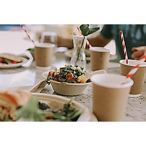 100% Compostable Paper Bowls (11.5oz, Pack of 50) Soup Bowls, Pasta Bowls, Cereal, Salad, Ice Cream, Disposable Bamboo Small Bowls, Biodegradable, Unbleached by Earth's Natural Alternative