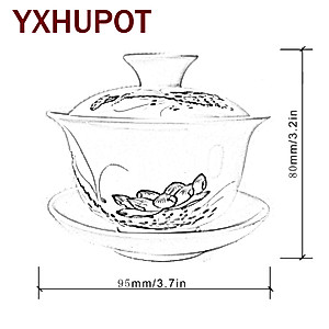 Gaiwan Porcelain Chinese Kung Fu Sancai Tureen Teacup 4oz Set Bowl Saucer Lid (A)