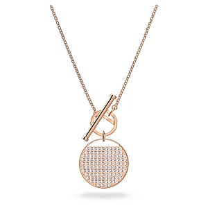 SWAROVSKI Ginger T Bar Necklace, Rose Gold Tone Finish, Clear Crystals