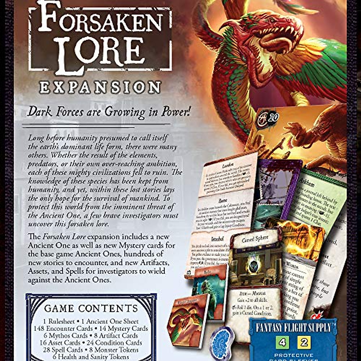 Eldritch Horror Forsaken Lore Board Game EXPANSION | Mystery Game | Cooperative Board Game for Adults and Family | Ages 14+ | 1-8 Players | Avg. Playtime 2-4 Hours | Made by Fantasy Flight Games