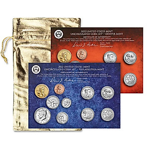 2022 P, D U.S. Mint Uncirculated 20 Coin Mint Set in Gold Gift Bag Uncirculated