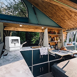 Think Gizmos Counter Top Dishwasher with Water Tank 7.5L - No Hookup Required. Compact Dishwasher with 5 Programmes, Drying Cycle, Touch Controls