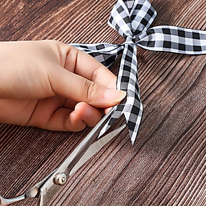 50 Yards Gingham Ribbon Wide Ribbon Taffeta Plaid Ribbon for DIY Craft Party Gift Christmas Supplies (3/8" Wide, Black White)