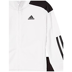 adidas boys Zip Front Tricot Jacket and Track Pants Shorts Set, White, 4-8 Years US