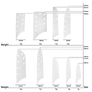 XYJ 9pcs Plastic Knife Edge Guards Knife Sheath Universal Knife Blade Guards Protectors for Paring Utility Santoku Nakiri Bread Carving Chef Knife Cover Sleeves(Knives Not Included) (White)