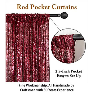 ShinyBeauty Sparkle Backdrop Curtain Burgundy 2 Panels Set Sequin Photo Backdrop Wine 2FTx8FT Sequin Backdrop Curtain Pack of 2-1220S