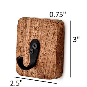 Samhita Robe & Towel Hooks Acacia Wood Natural 4 PCS Wall Mounted Rustic Decorative Robe and Towel Hooks for Hanging Coat, Towel, Keys, Hat, Umbrella, Bag (3" x 2.5" x 0.75")