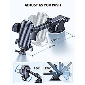 VICSEED Auto Lock Phone Mount for Car [Super Strong Suction & No fall] Car Phone Holder Mount Adjustable Long Arm Hands Free Cell Phone Holder Car Windshield Dashboard Vent for All Phones & Thick Case